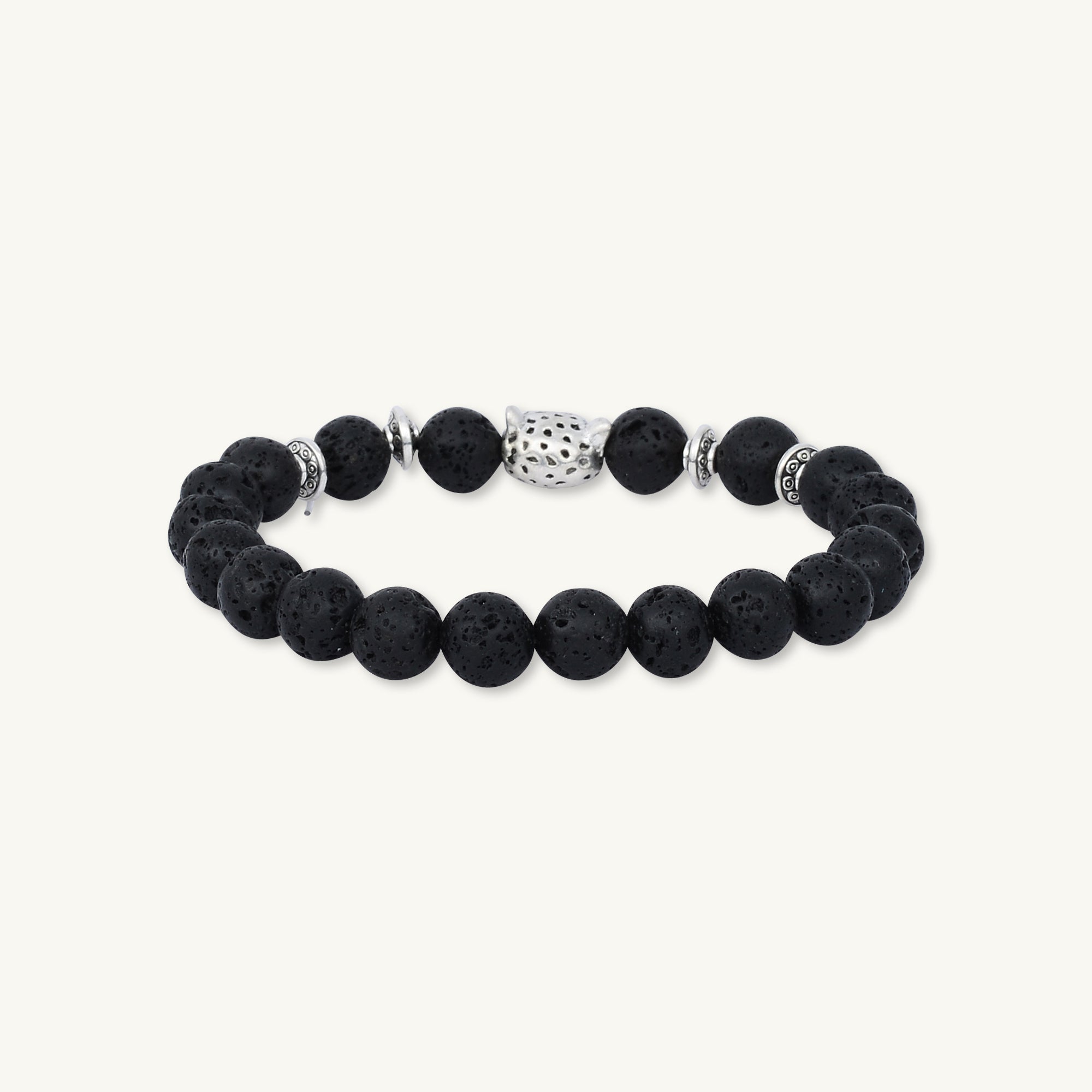 Silver Panther Black Lava Stone Bracelet Silver Panther Black Lava Stone Bracelet
