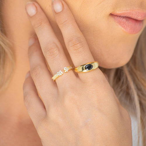 Onyx Signet Dome Open Ring