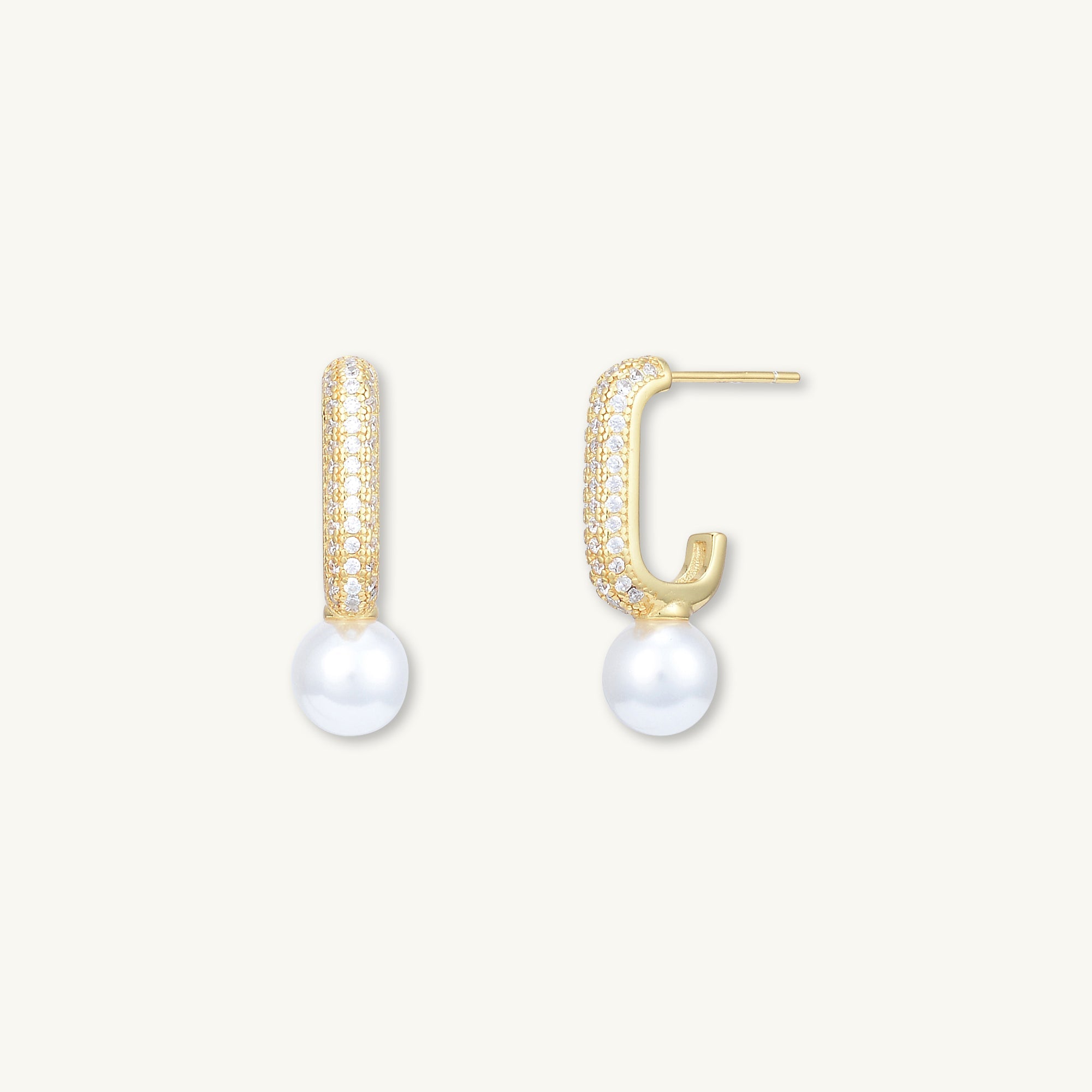 Pearl C Shaped Huggie Earrings