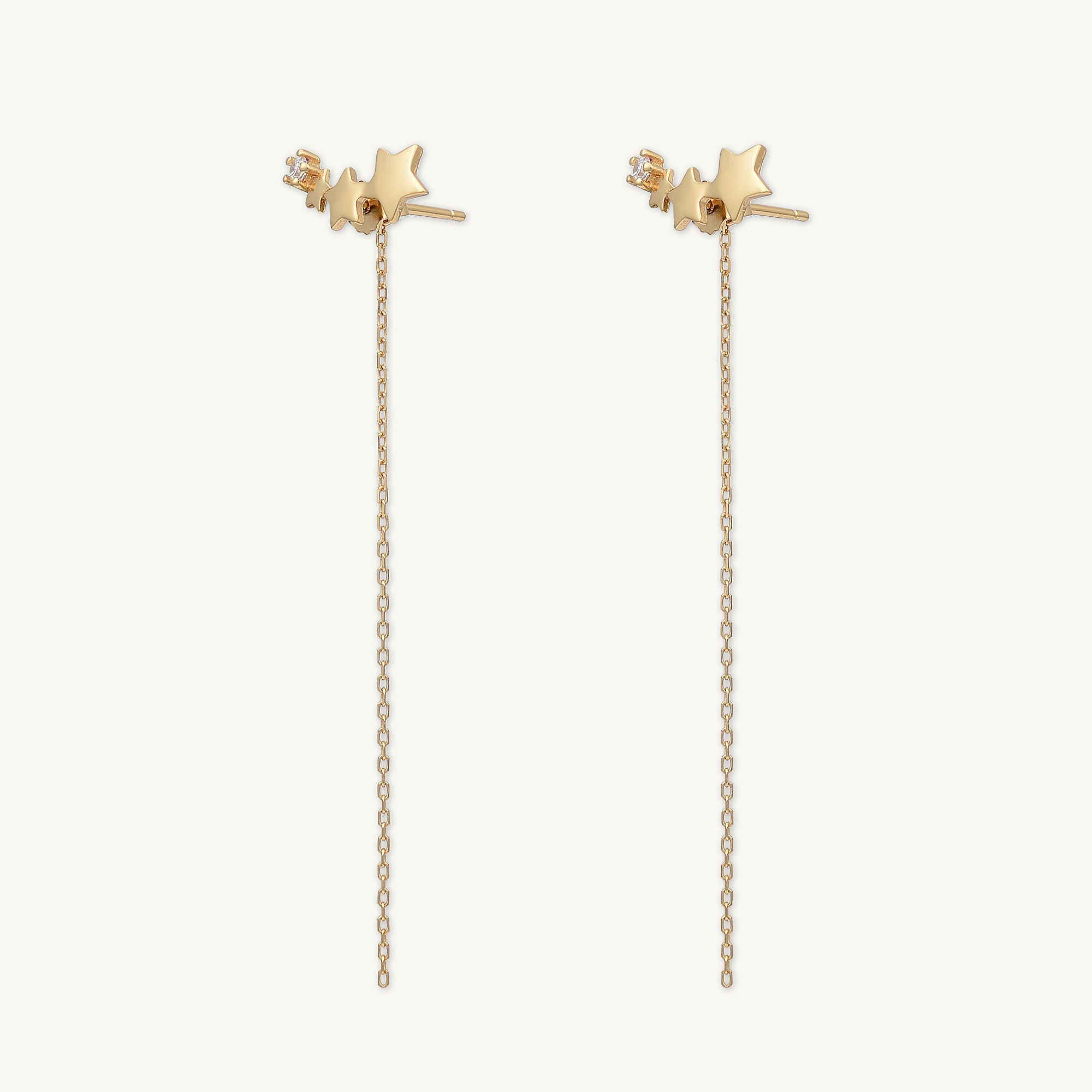 Star Long Drop Chain Earrings